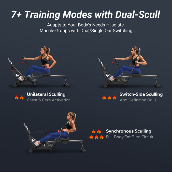 R26 Double Scull Rower with Quiet Magnetic Resistance | MERACH
