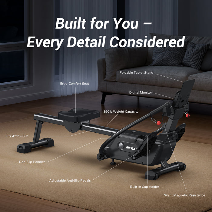 R26 Double Scull Rower with Quiet Magnetic Resistance | MERACH