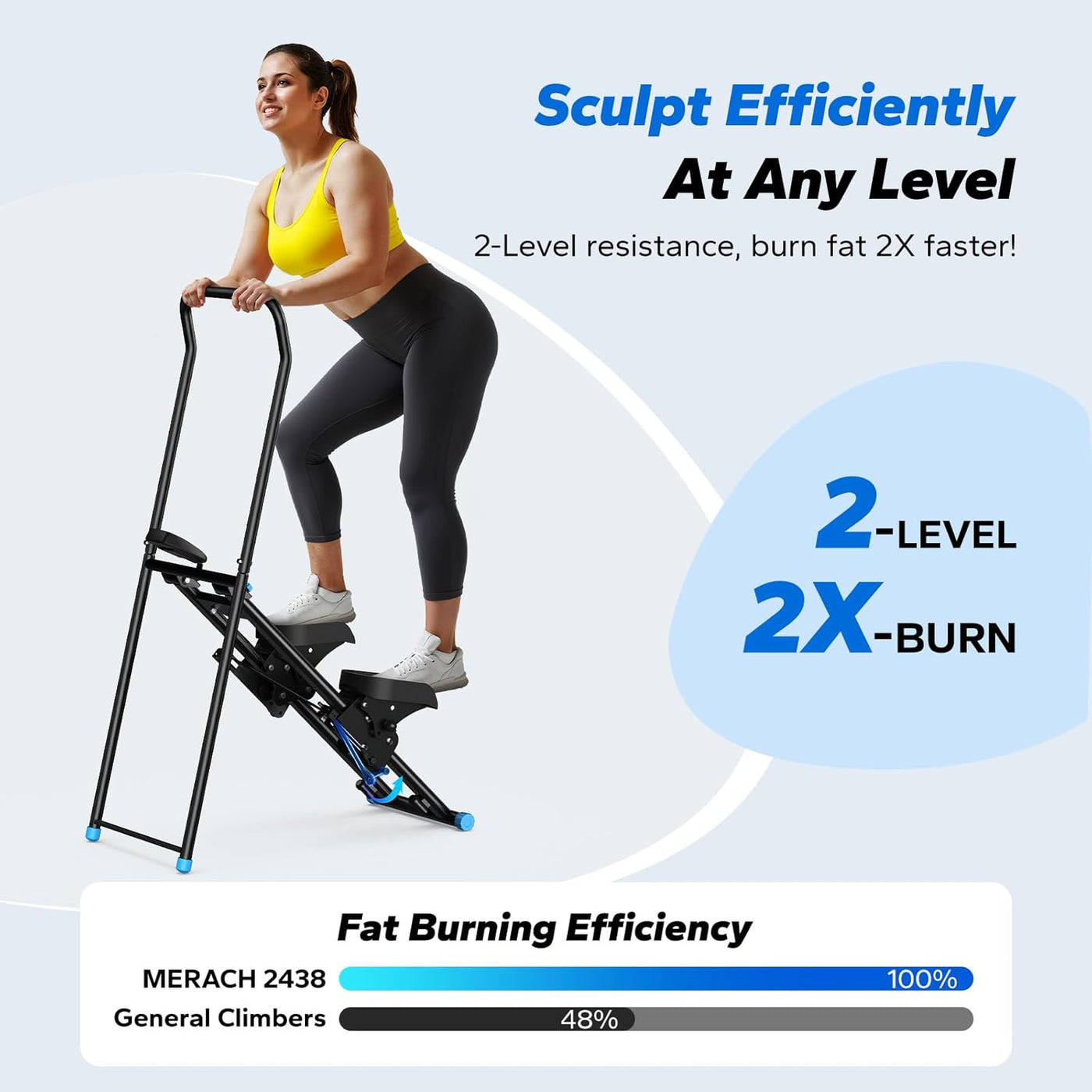 Folding Vertical Stair Stepper – Adjustable Stepper Climber Machine for ...