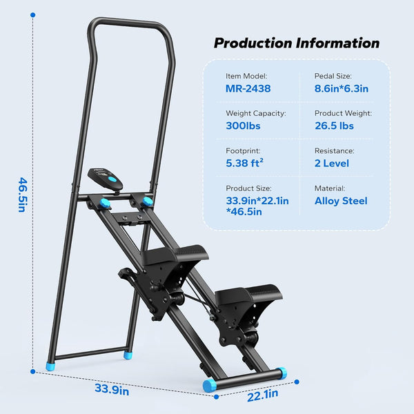 Folding Vertical Stair Stepper – Adjustable Stepper Climber Machine for ...