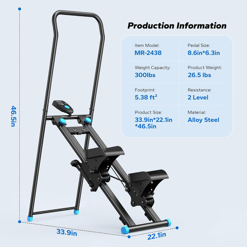 Folding Vertical Stair Stepper – Adjustable Stepper Climber Machine for ...