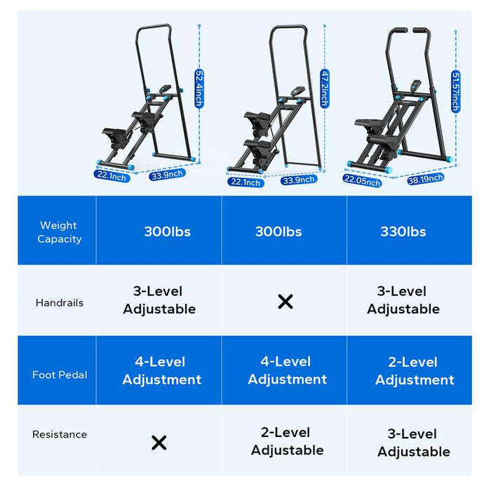 Folding Vertical Stair Stepper – Adjustable Stepper Climber Machine for ...