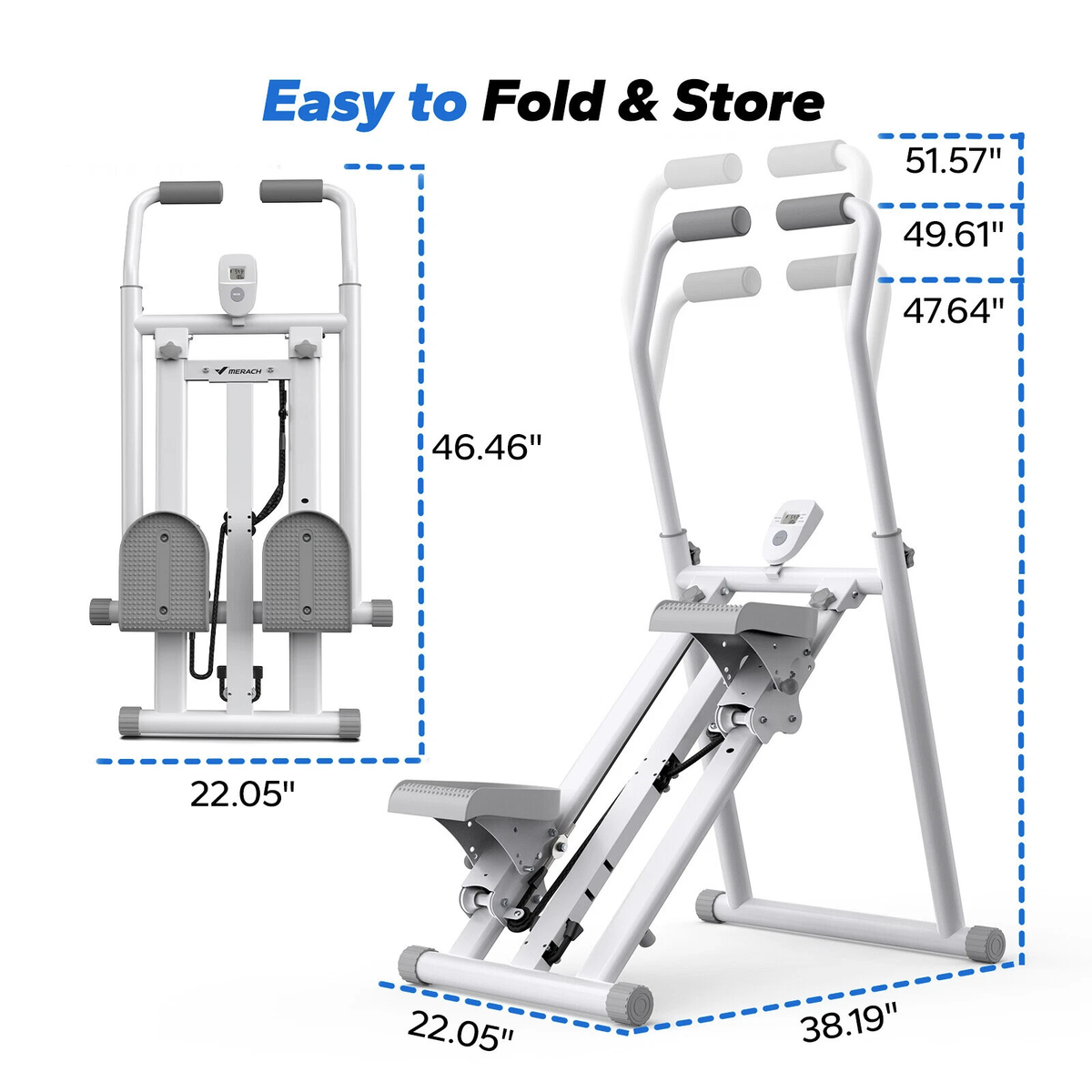 Folding Vertical Stair Stepper – Adjustable Stepper Climber Machine for ...