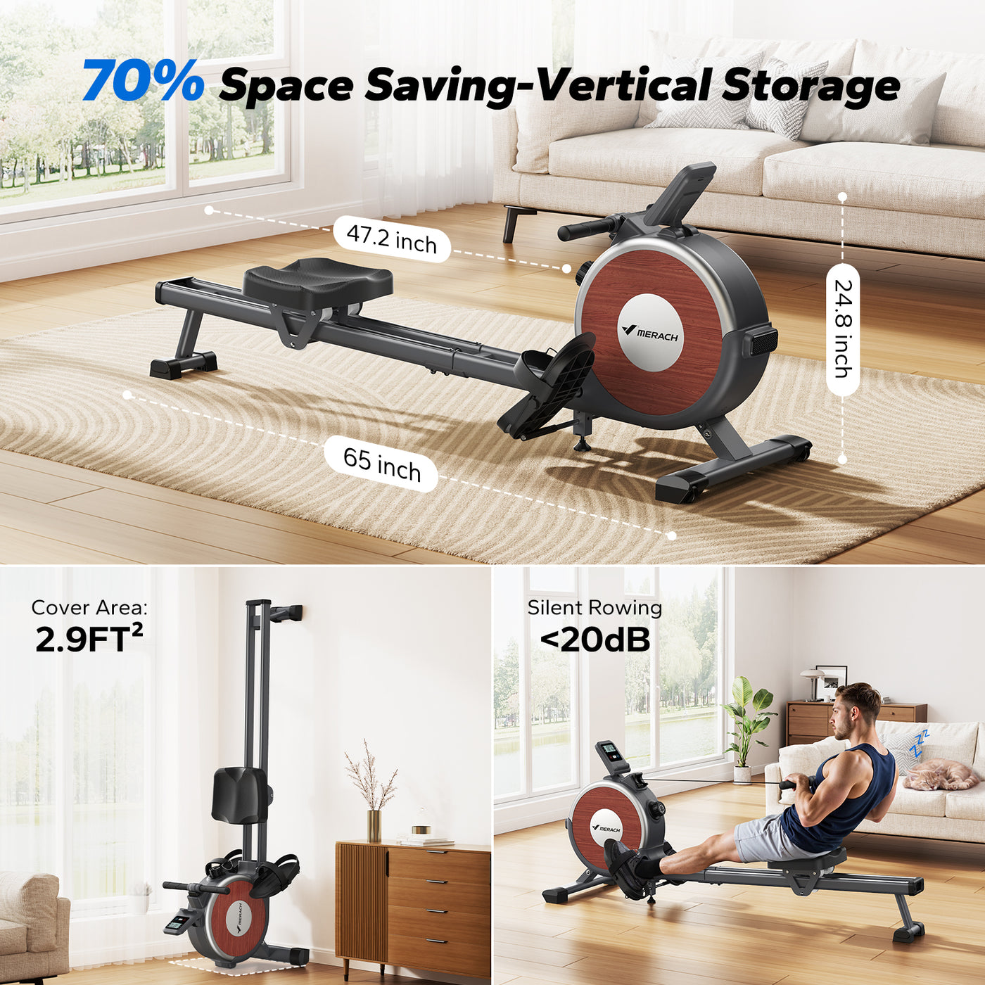 MERACH's Budget-Friendly Q1S Home Smart Rower with Auto Resistance