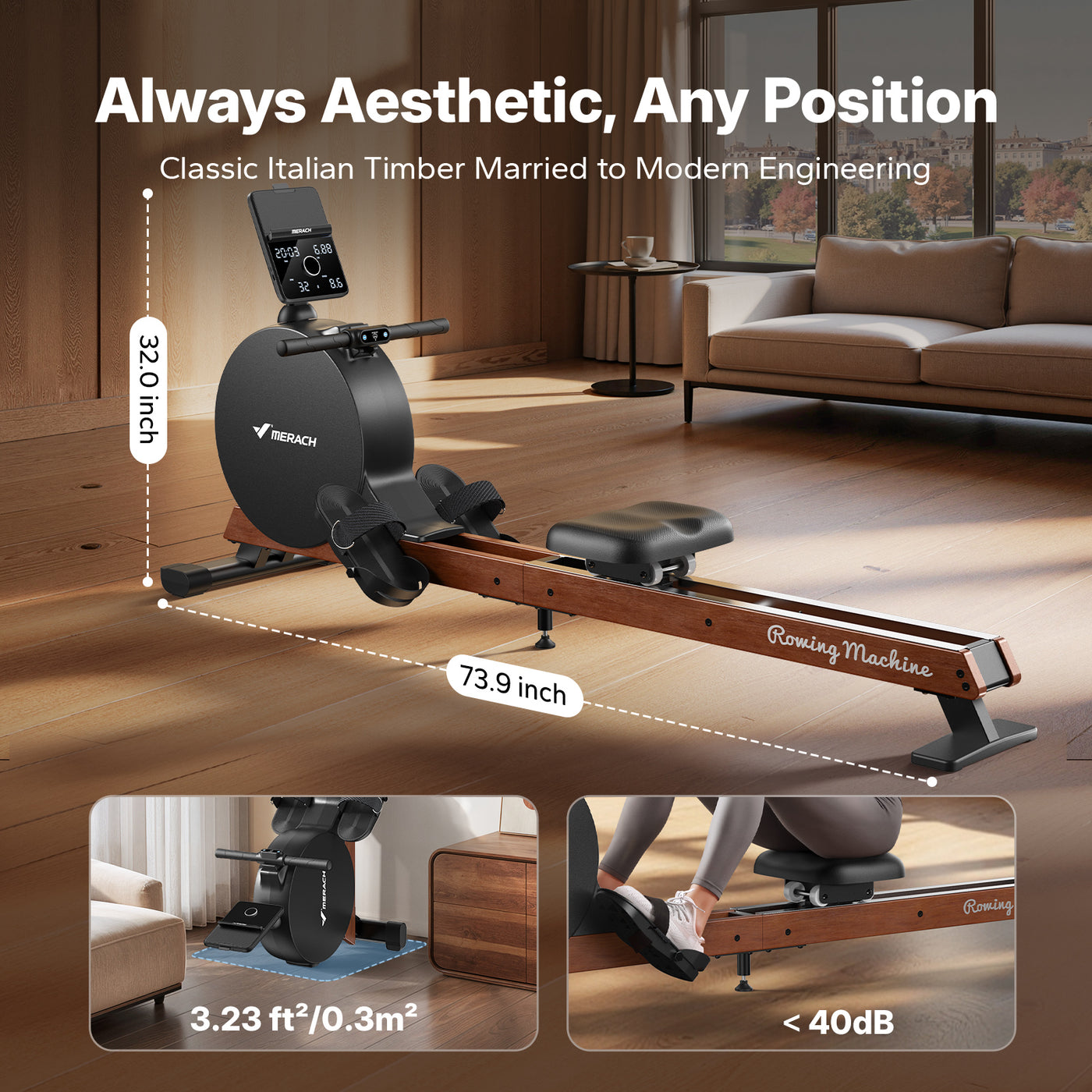 Magnetic Rowing Machine for Beginners - Self-powered Rower with LED ...
