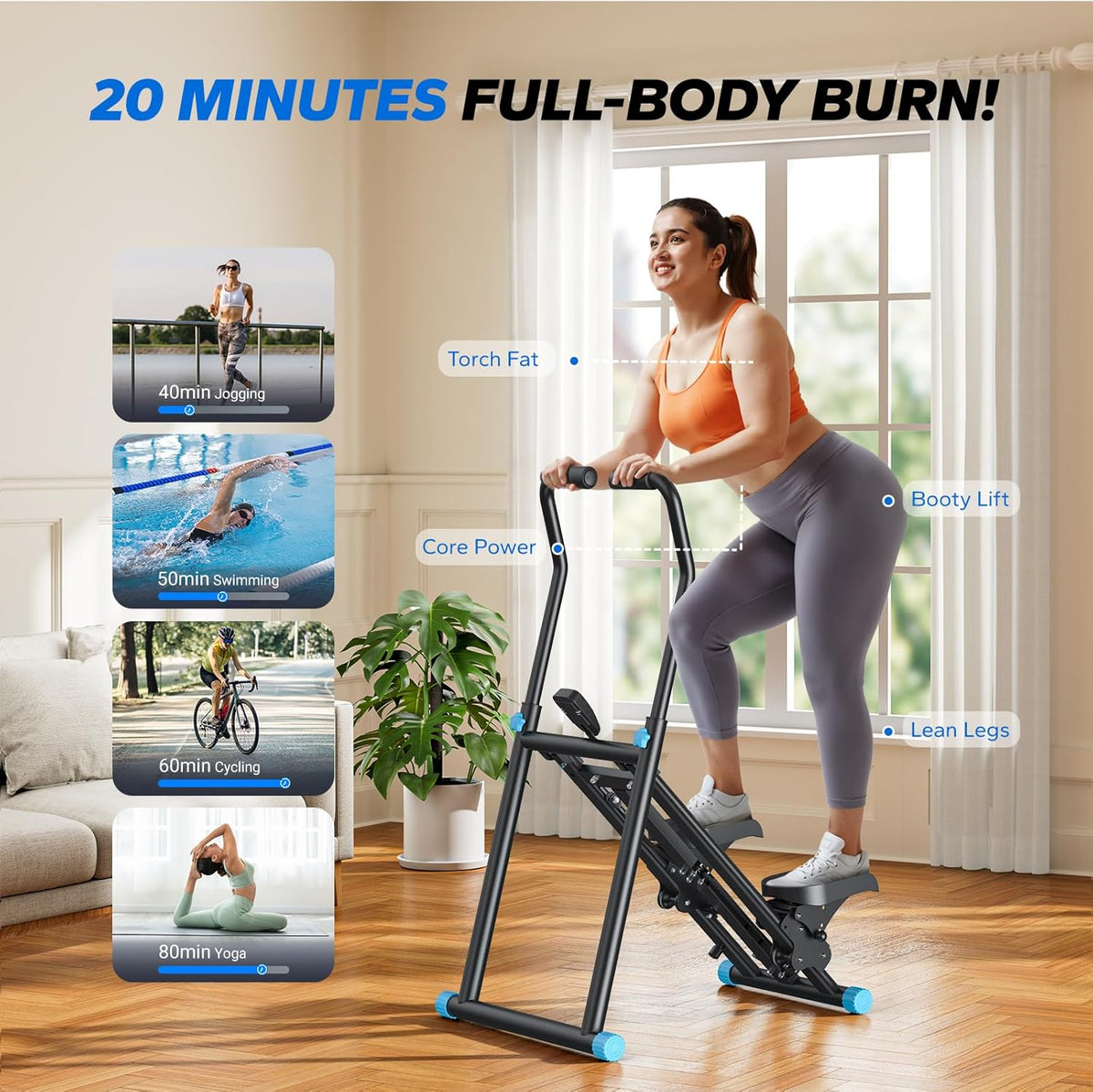 Folding Vertical Stair Stepper – Adjustable Stepper Climber for Home ...
