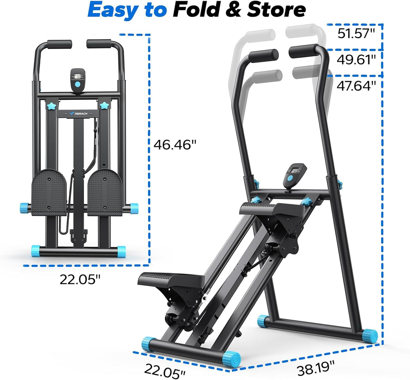 Folding Vertical Stair Stepper – Adjustable Stepper Climber for Home ...