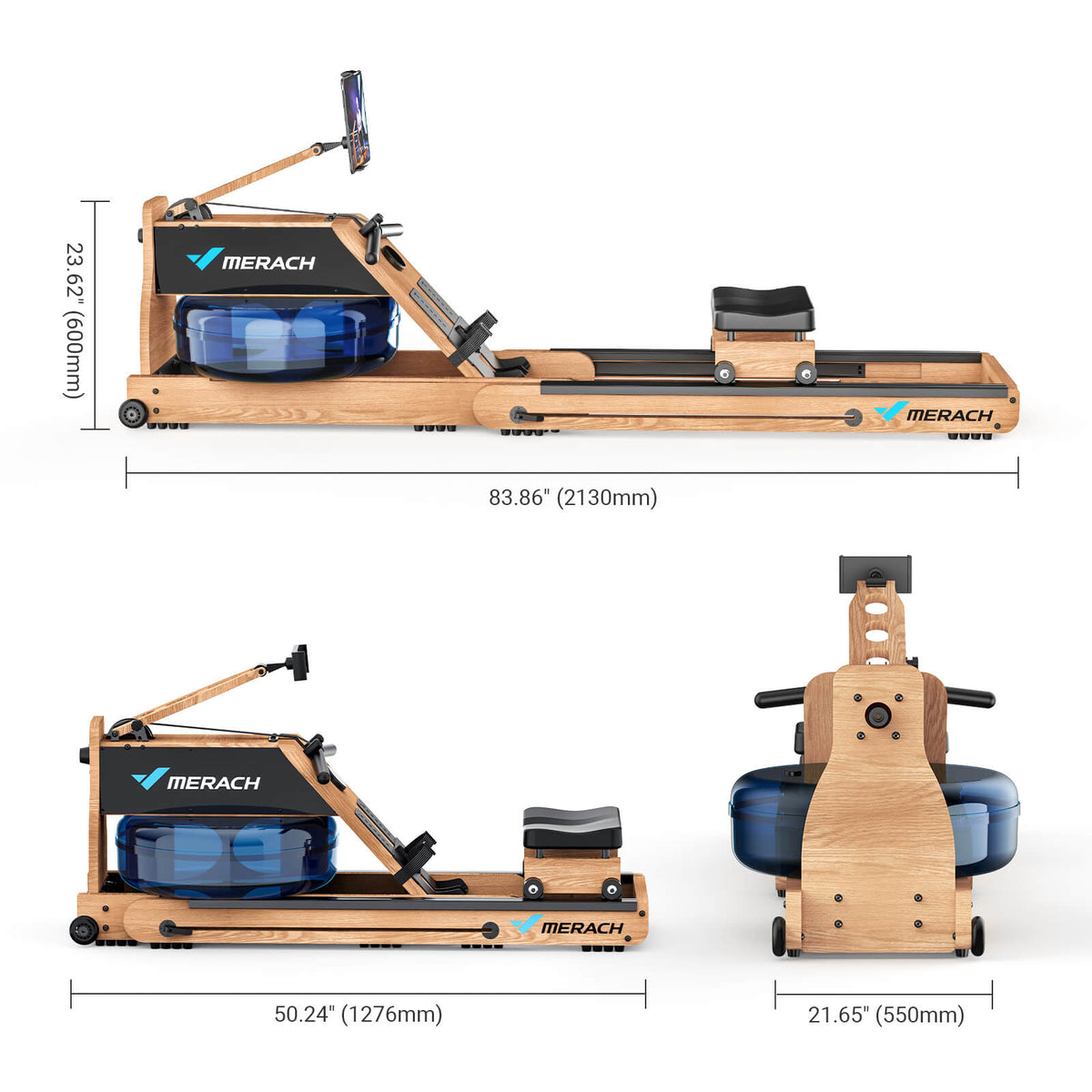 MERACH 950 Water Rower Best Dual Resistance Wood Rowing Machine For ...