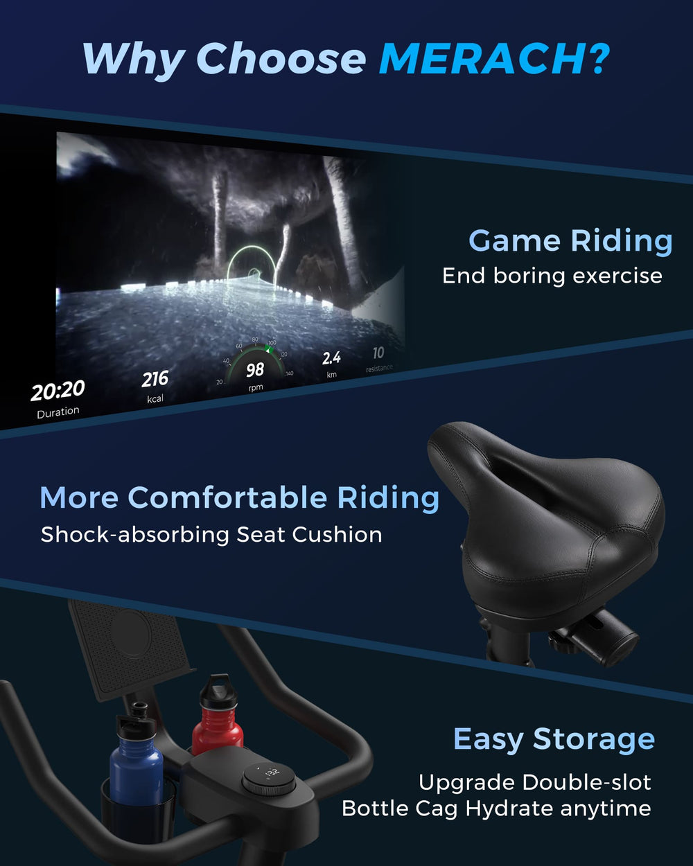 MERACH S26 Cardio Workout Exercise Bike with Comfortable Seat Cushion ...