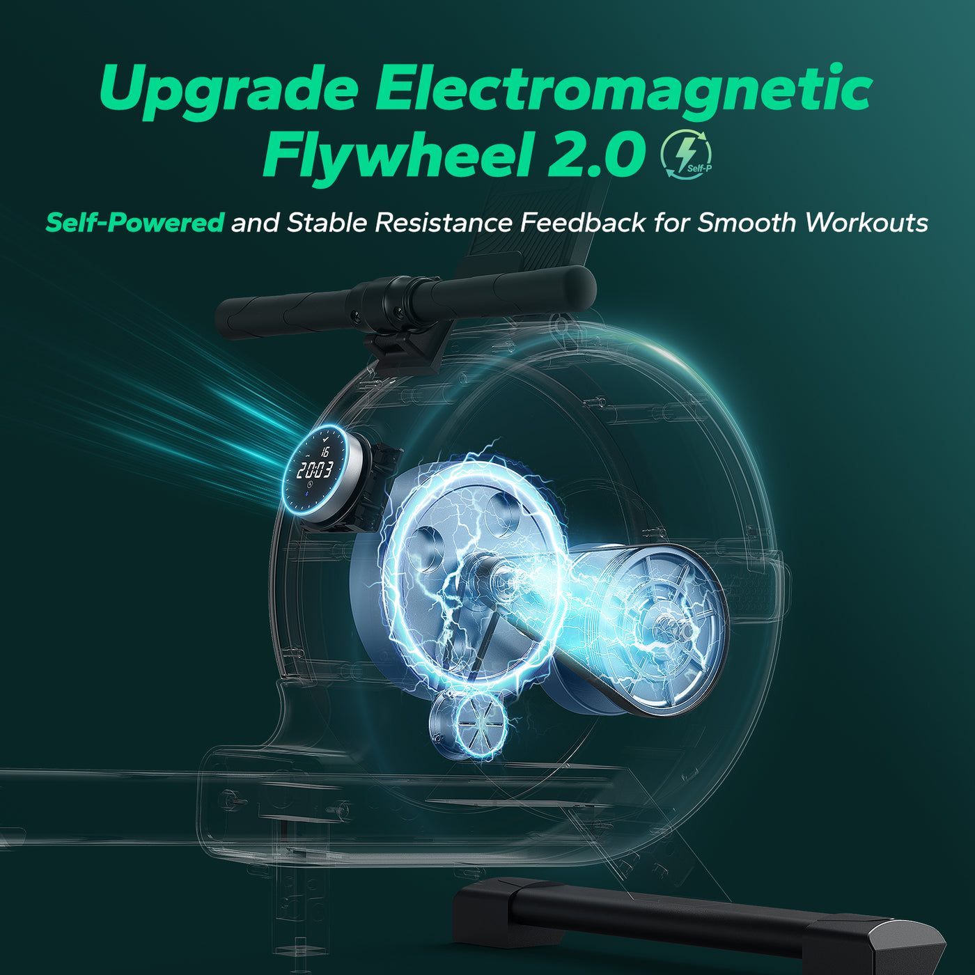 MERACH Self-Powered Auto Magnetic Rowing Machine Q1S, 16 Levels of ...