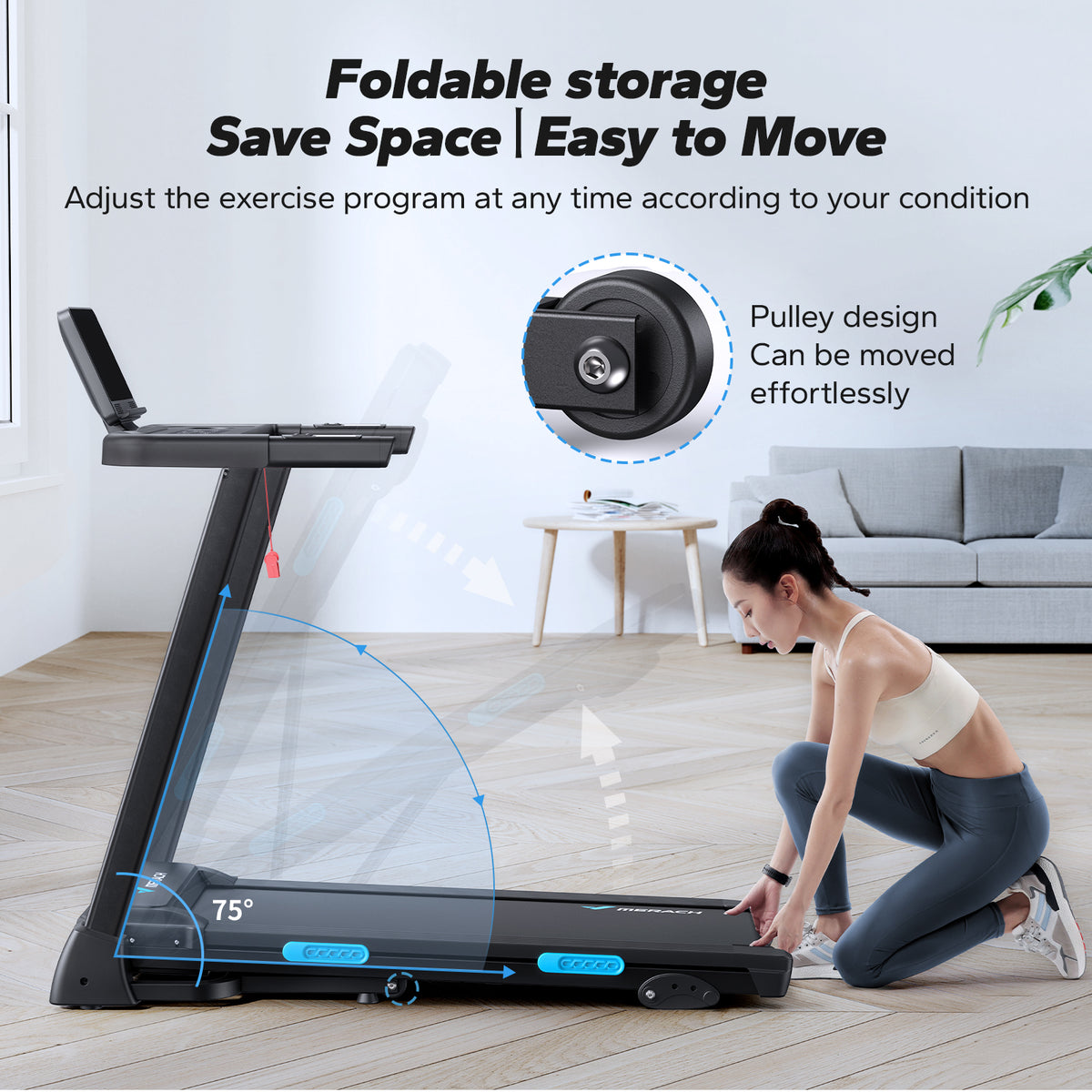 MERACH T12 Foldable Walking Treadmill with 6% Incline with Handle bar ...